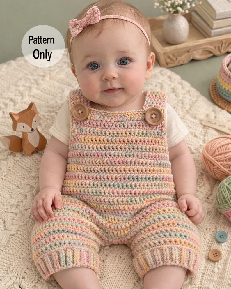Baby Crochet Romper Pattern PDF, Easy Infant Overalls, Newborn Jumpsuit ...