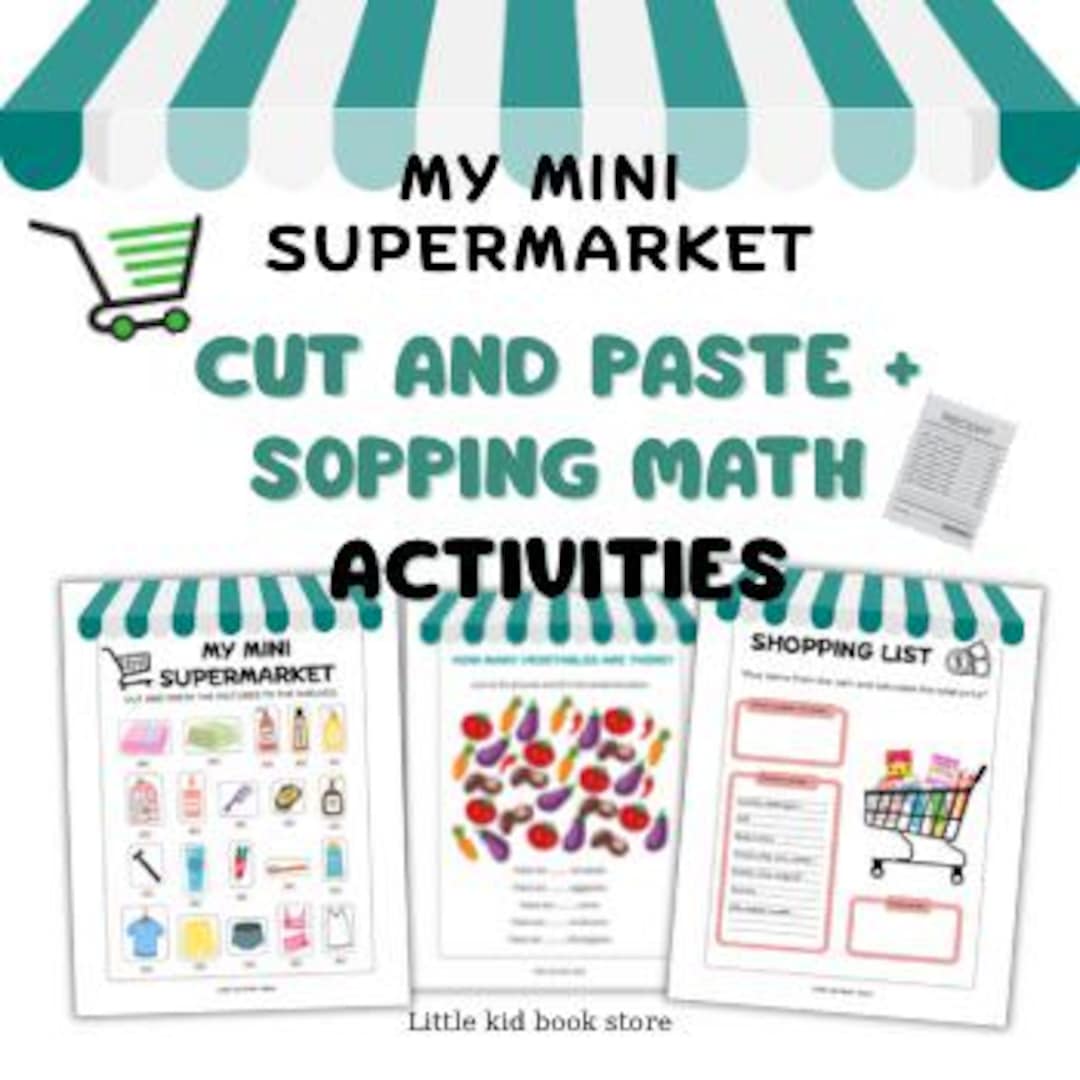 Mini Supermarket Printable: Cut & Paste Activities, Shopping Math (PDF ...