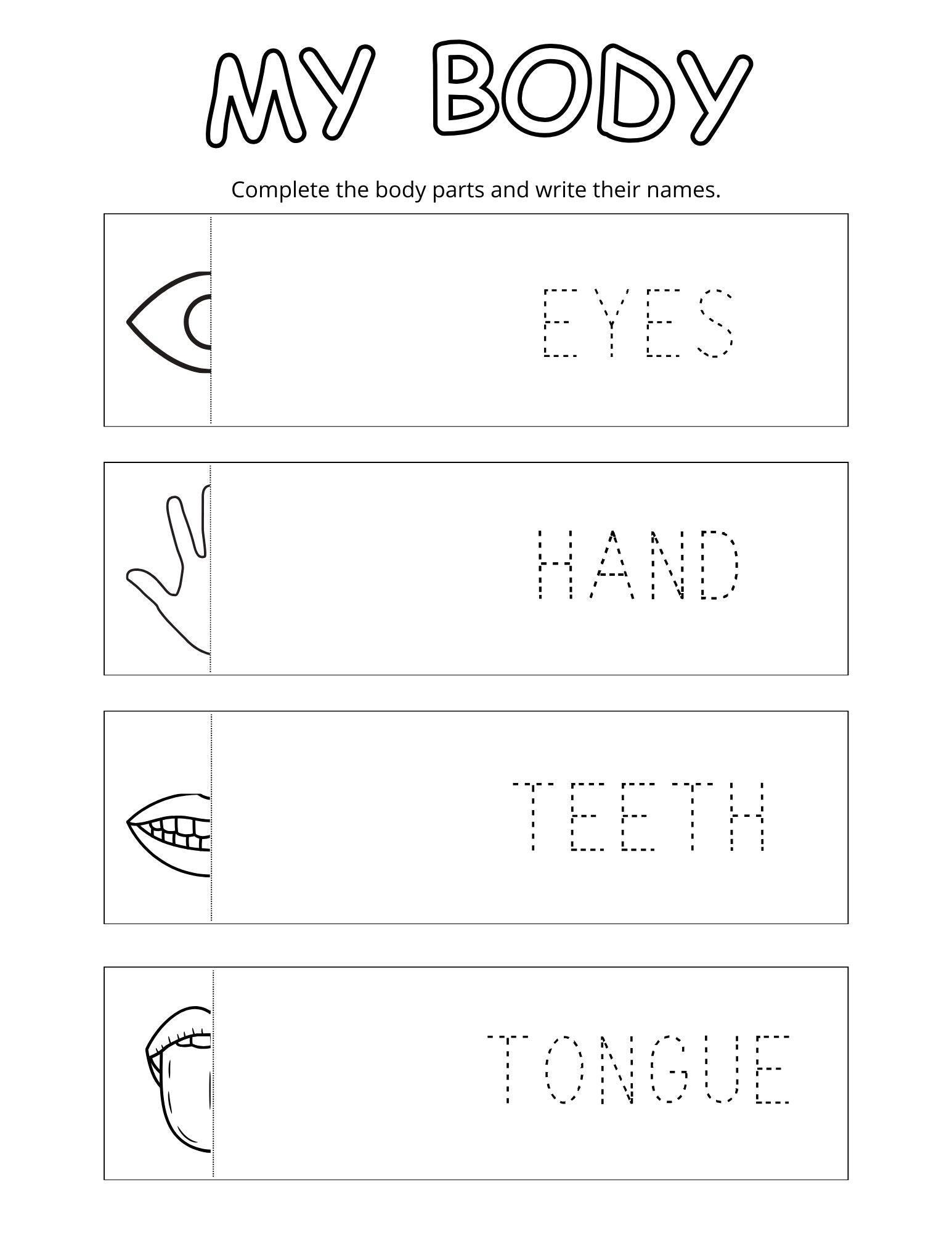 My Body Printable Worksheet for Kids - Etsy