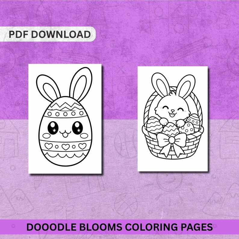 Kawaii Easter Coloring Pages Cute Bunny Chick Coloring Book Bold Easy ...
