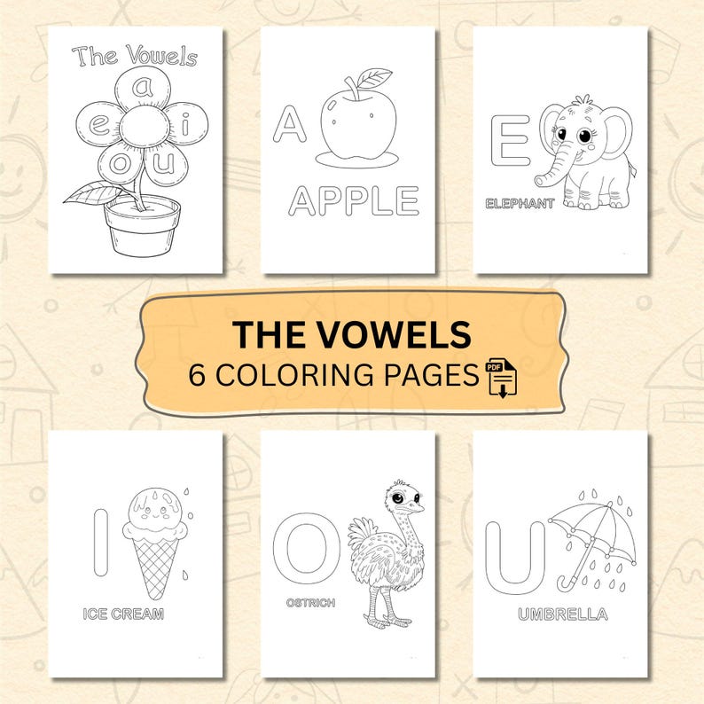 Vowel Flower Coloring Pages A E I O U Classroom Learning Activity ...