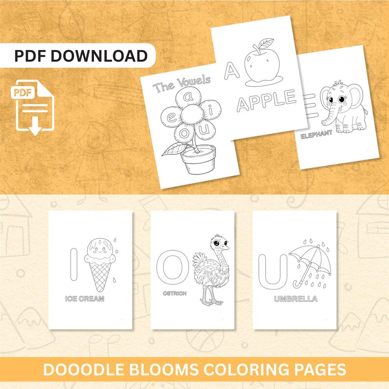 Vowel Flower Coloring Pages A E I O U Classroom Learning Activity ...