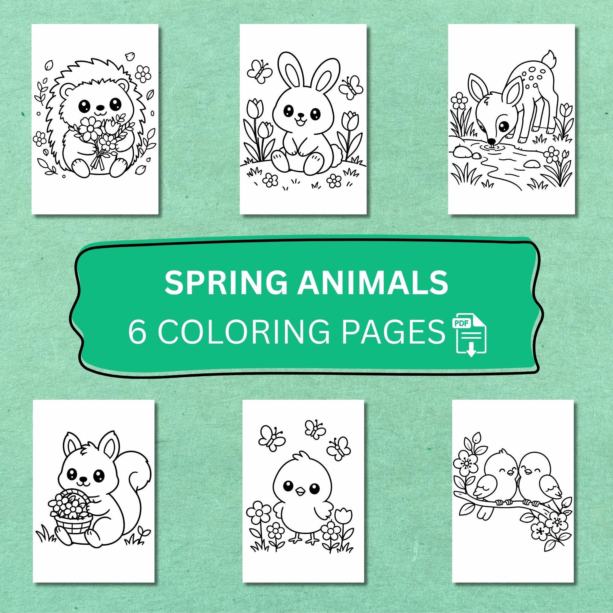 Spring Animal Coloring Pages for Kids Cute Bunny Chick Printable ...