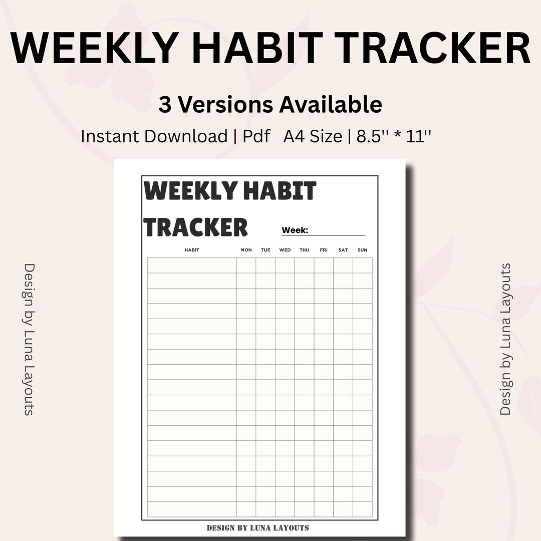 Weekly Habit Tracker Printable Weekly Habit Planner Routine Tracker ...