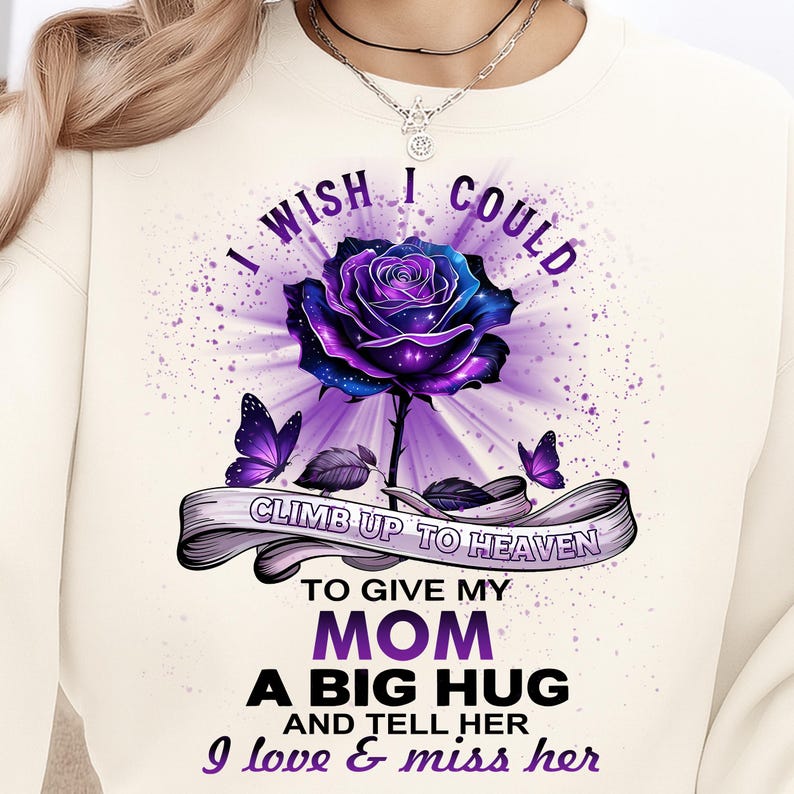 Purple Rose Mom Memorial PNG, Remembrance Butterfly Art (digital ...
