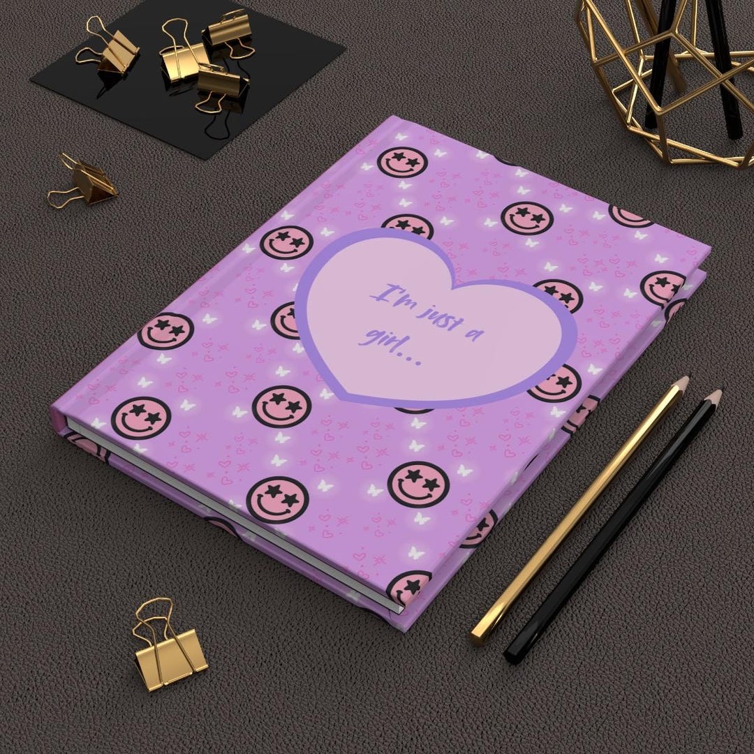 I’m Just a Girl Pink Smiley Face Journal - Etsy