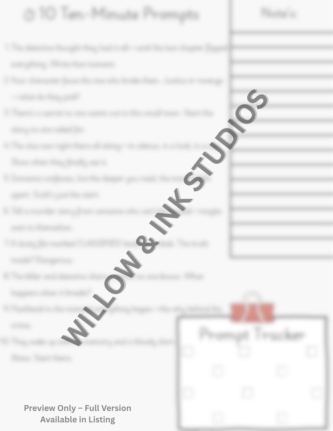 10-minute Mystery Prompts – Printable Crime-themed Writing PDF – 10 ...