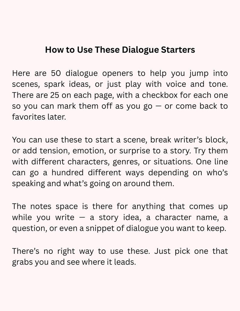 50 Romance Dialogue Starters | Printable Writing Prompt Pack - Etsy