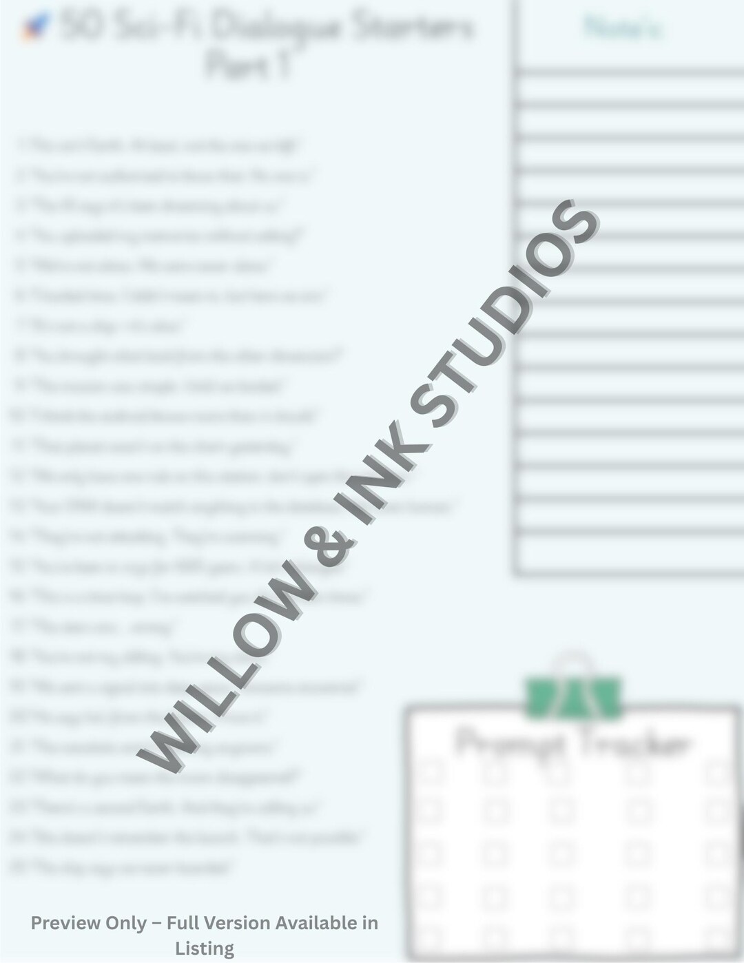 50 Sci-fi Dialogue Starters – Printable Writing Prompts PDF ...
