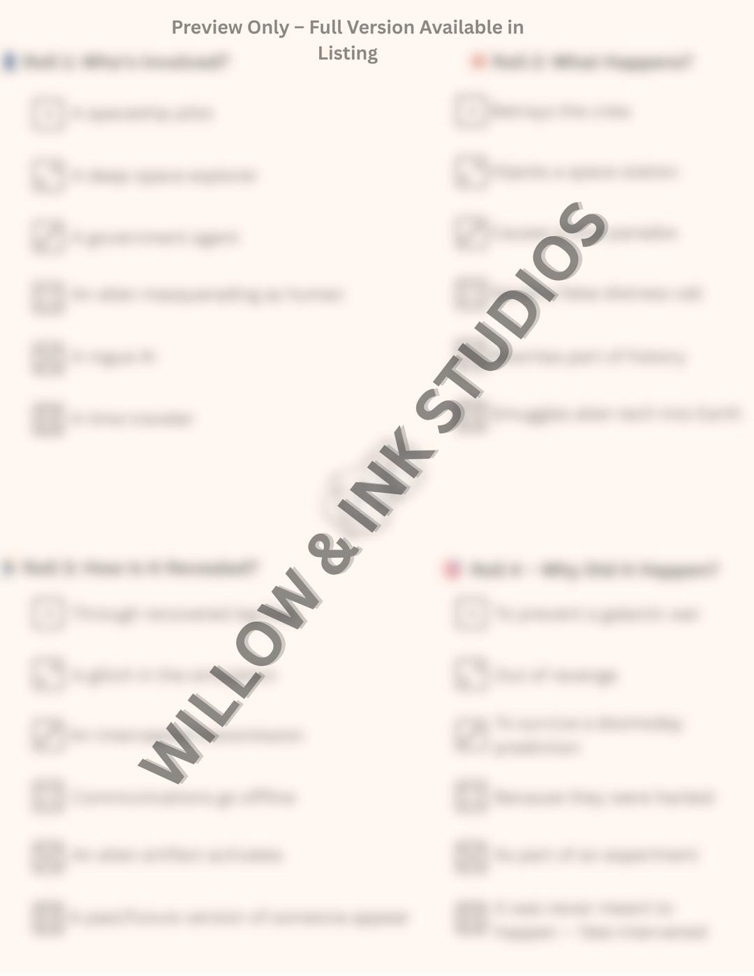 Sci-fi Plot Twist Dice – Printable Story Generator Game - Etsy