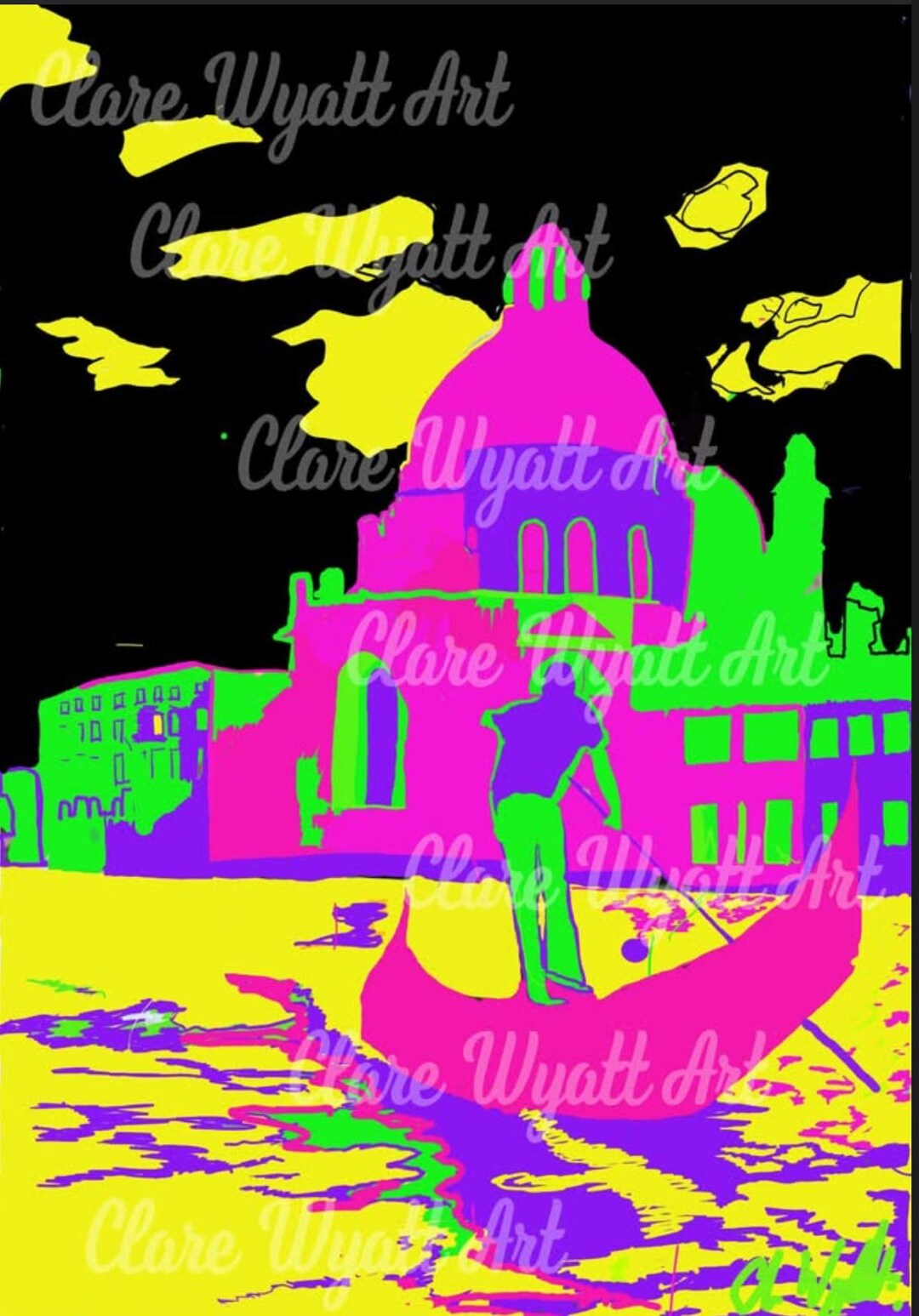 Neon Venice Wall Art | Gondola Digital Download – Colourful Italian ...