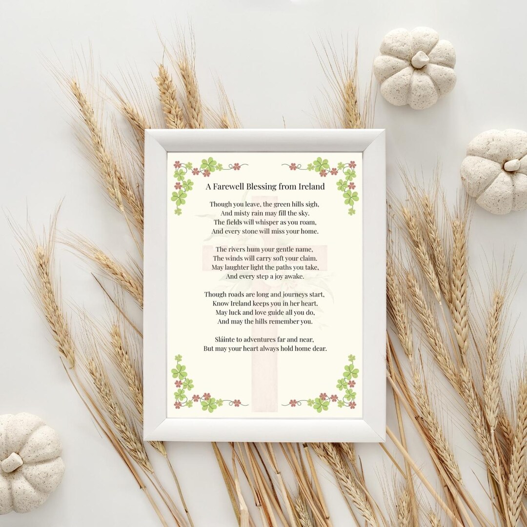 Irish Farewell Blessing Poem | Leaving Home Wall Art | Celtic Adventure ...