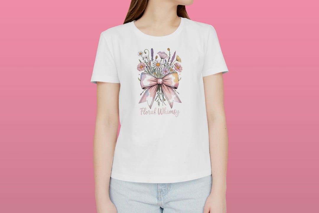 Floral Whimsy Shirt – Pastel Bow & Wildflower Tee, Cute Gift for Her - Etsy