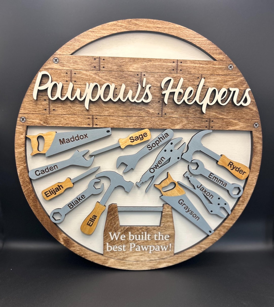 Personalized Tool Sign for Grandpa – Pawpaw’s Helpers Gift – Custom ...