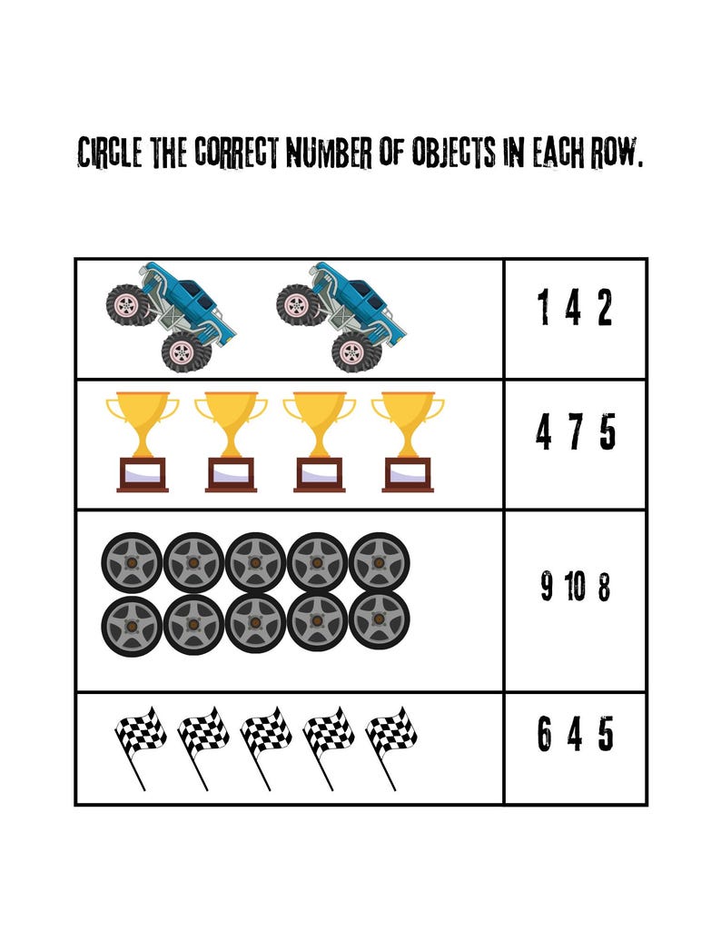 Monster Truck Preschool Activitybook | 35+ Pages | Printable Workbook ...