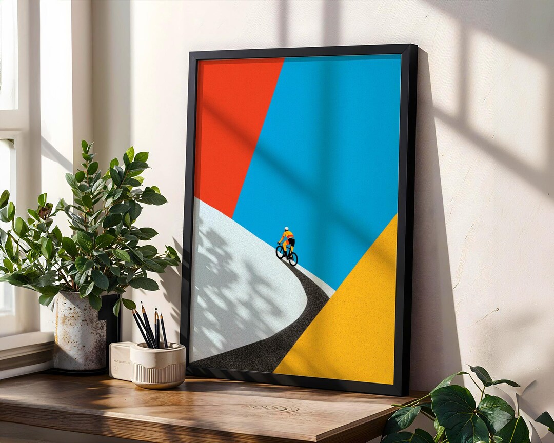 Cycling Wall Art Print Bauhaus Style – Modern Minimalist Bicycle Poster ...