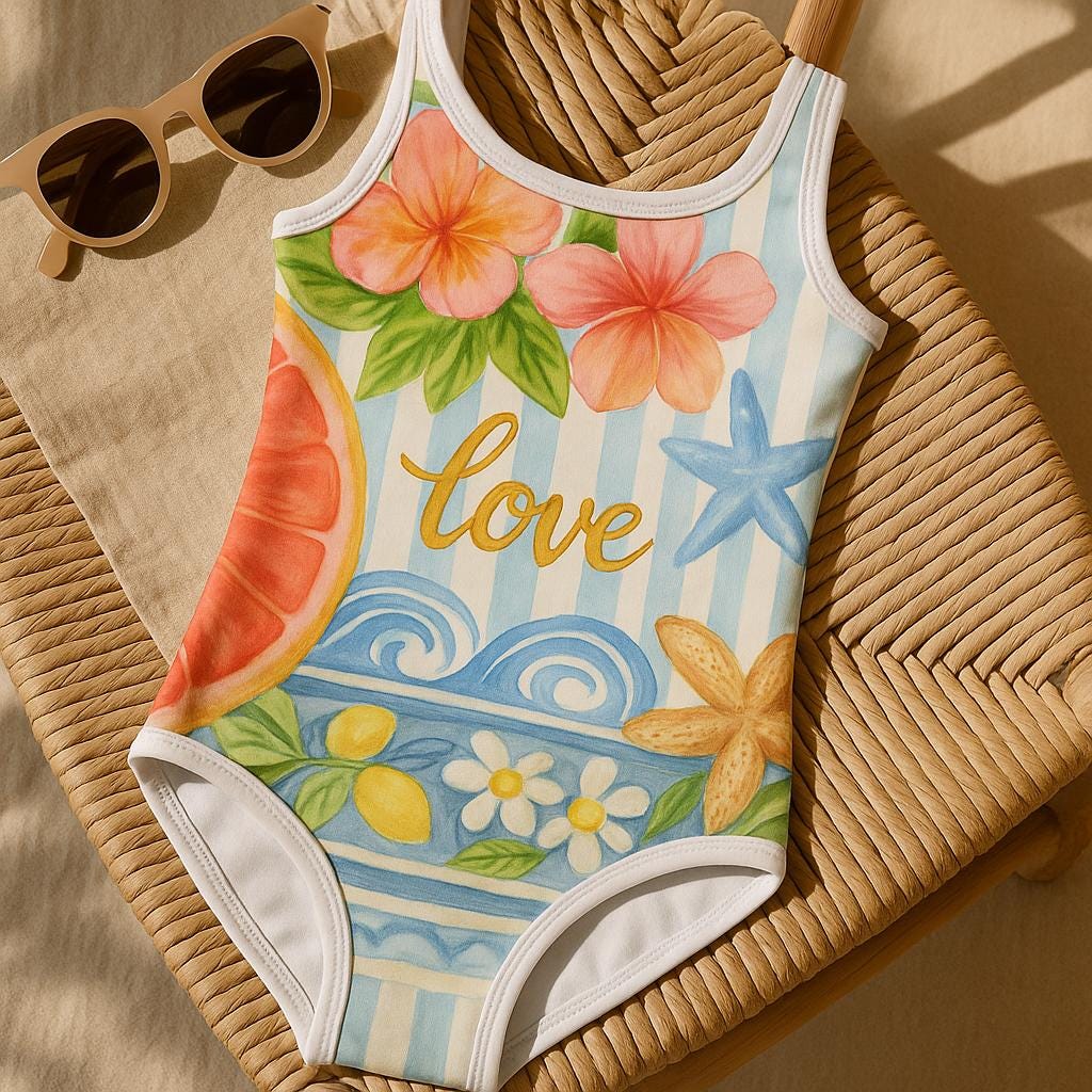 Girls Summer Swimsuit Cute One Piece Vacation Bathing Suit for Toddler ...