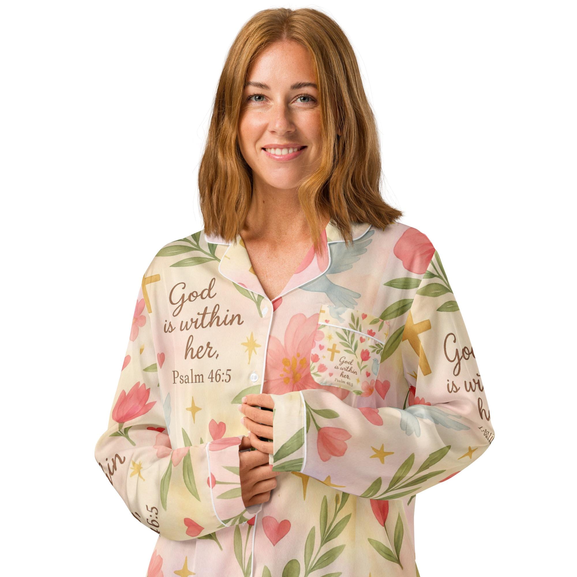 Christian Pajama Top Long Sleeve Womens Faith Sleepwear Bible Verse ...