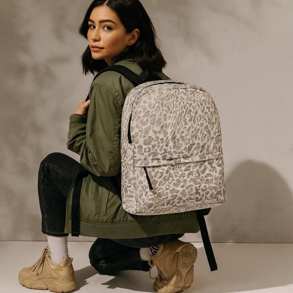 Leopard Print Backpack - Etsy UK