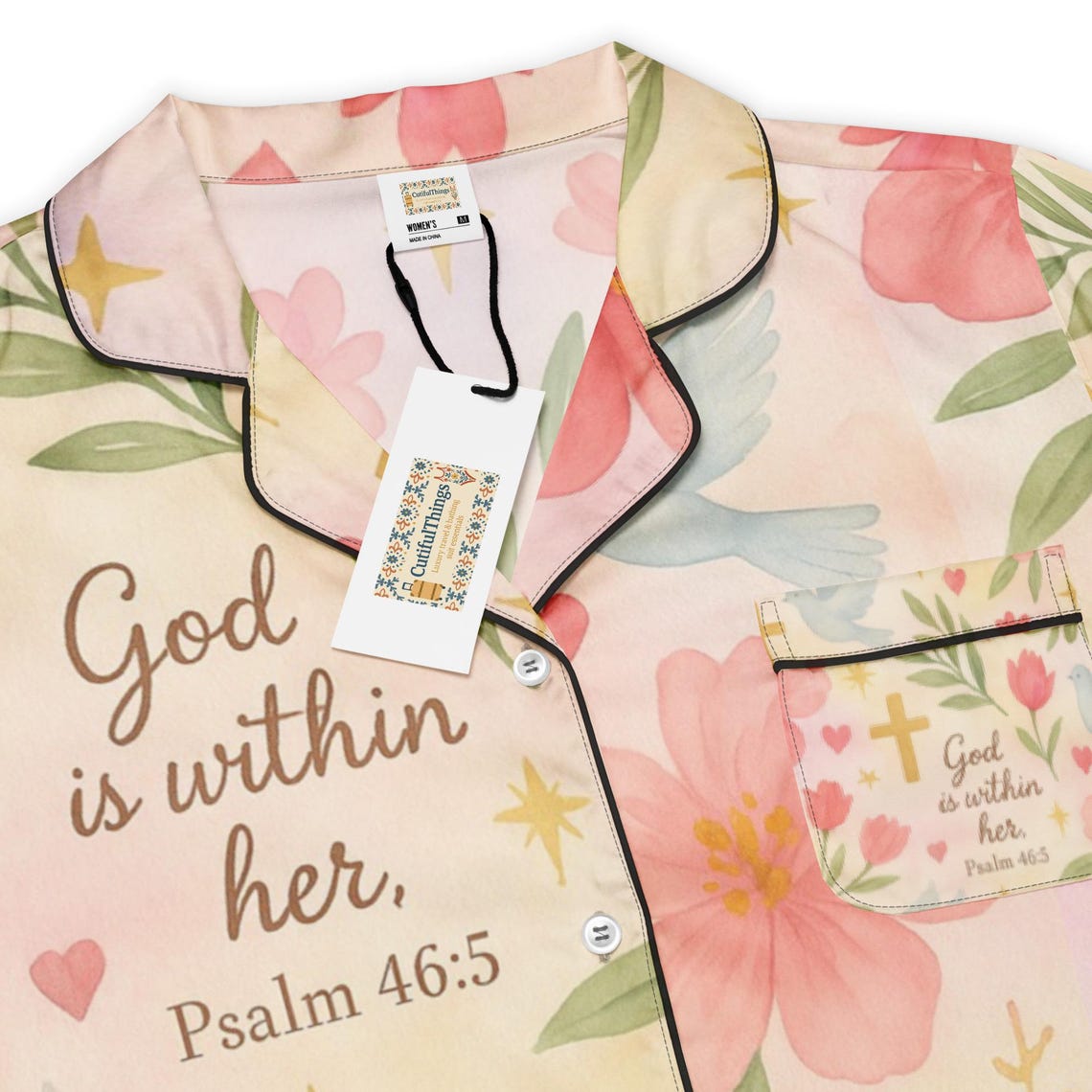 Christian Pajama Top Long Sleeve Womens Faith Sleepwear Bible Verse ...