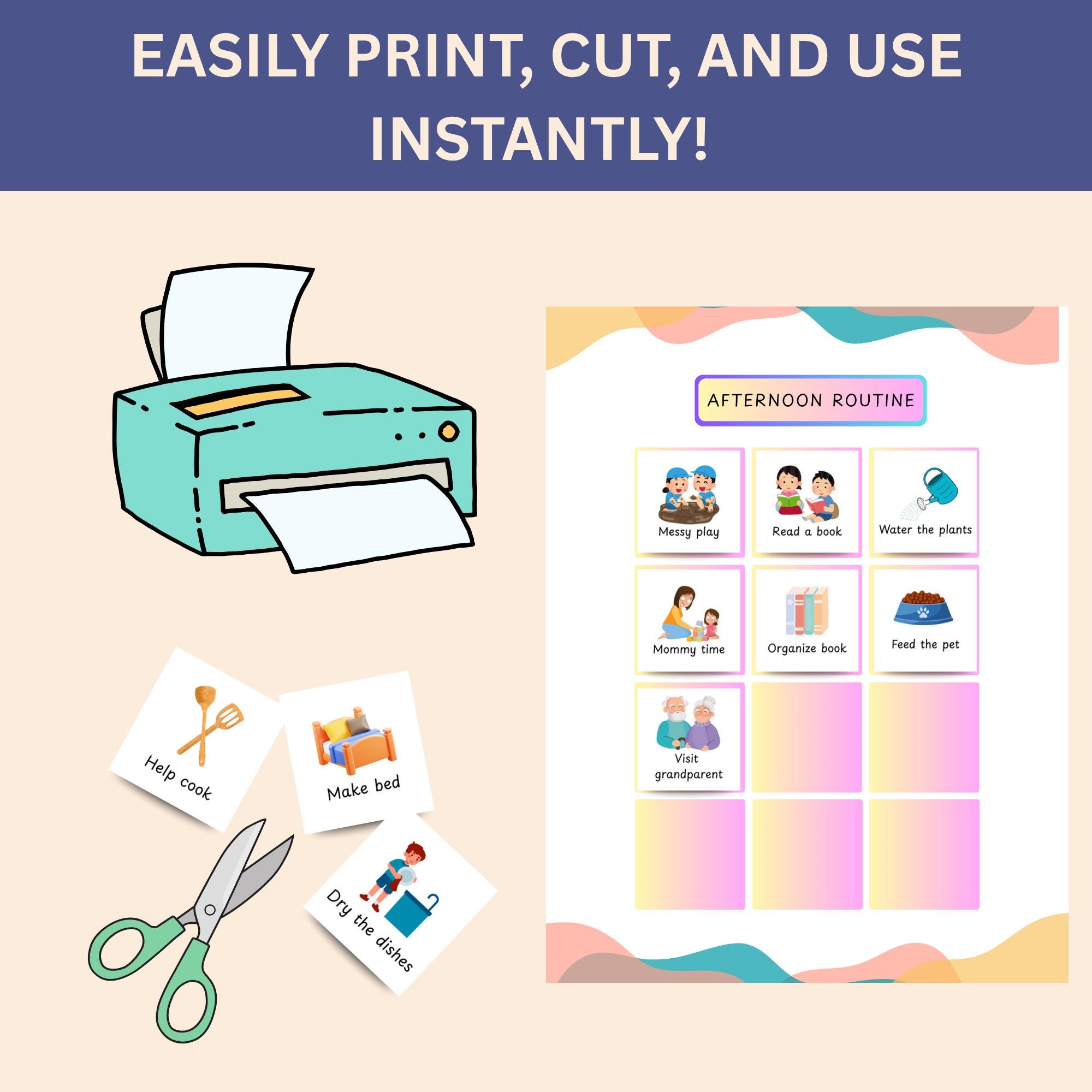 Visual Routine Cards for Kids: Autism, ADHD, Toddler Chores (PDF ...