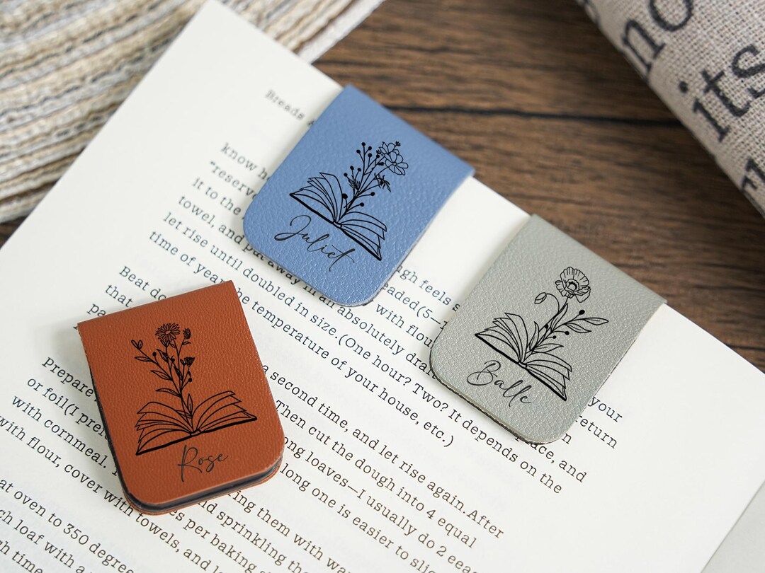 Custom Leather Birth Flower Bookmark,personalized Bookmark With Name ...