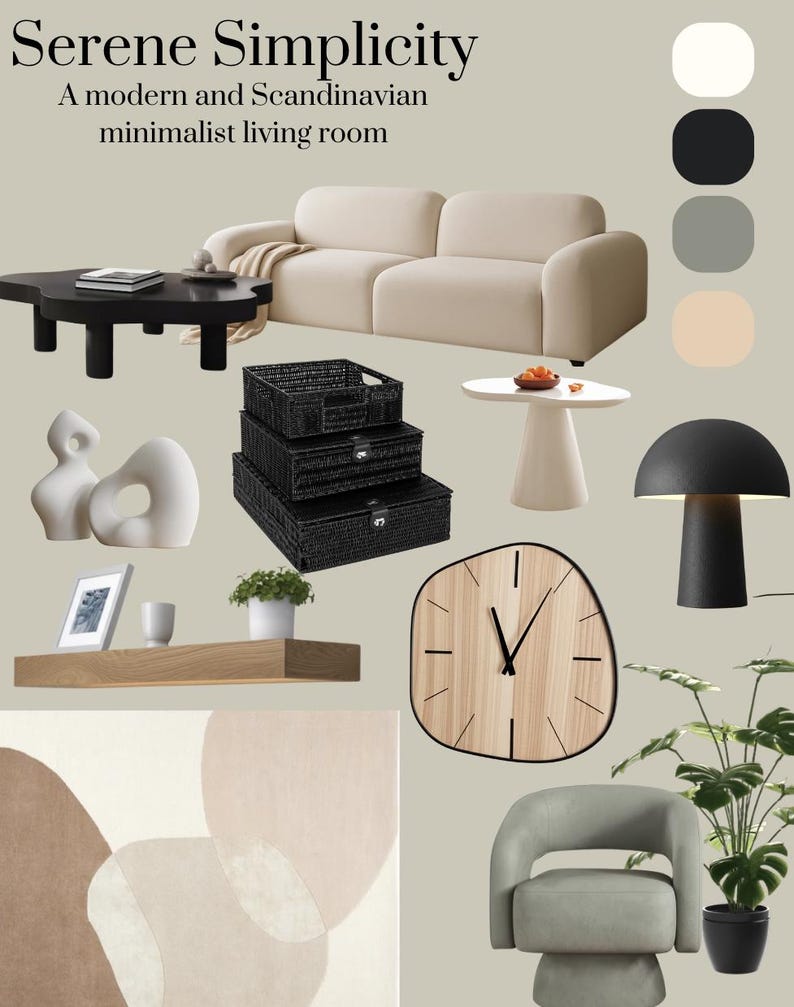 Serene Simplicity Living Room Mood Board - Etsy