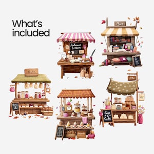 Autumn Market Stalls Clipart Bundle: Cozy Fall Vendor Booths (PNG ...