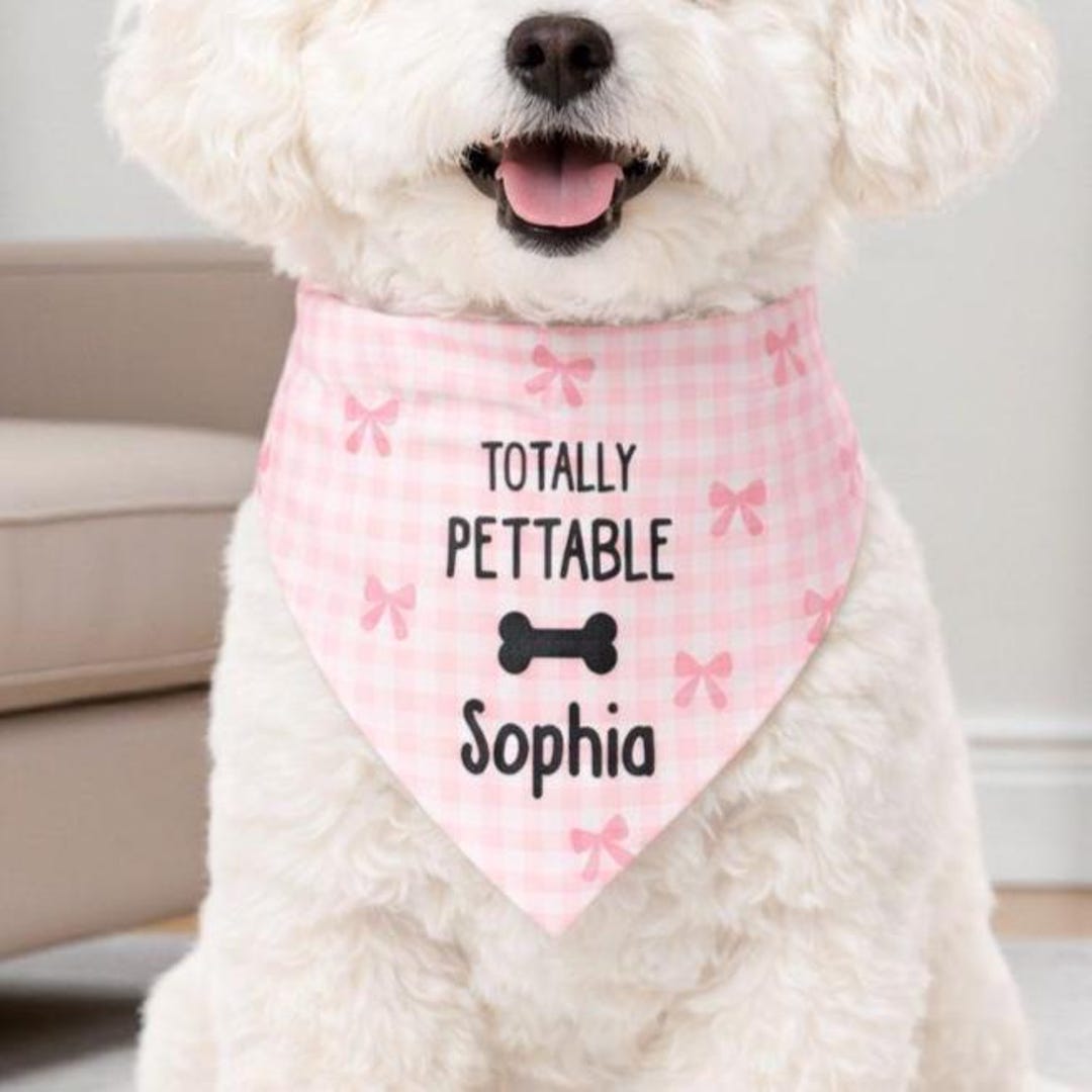 Totally Pettable Dog Bandana With Name, Custom Embroidered Pet Bandana ...