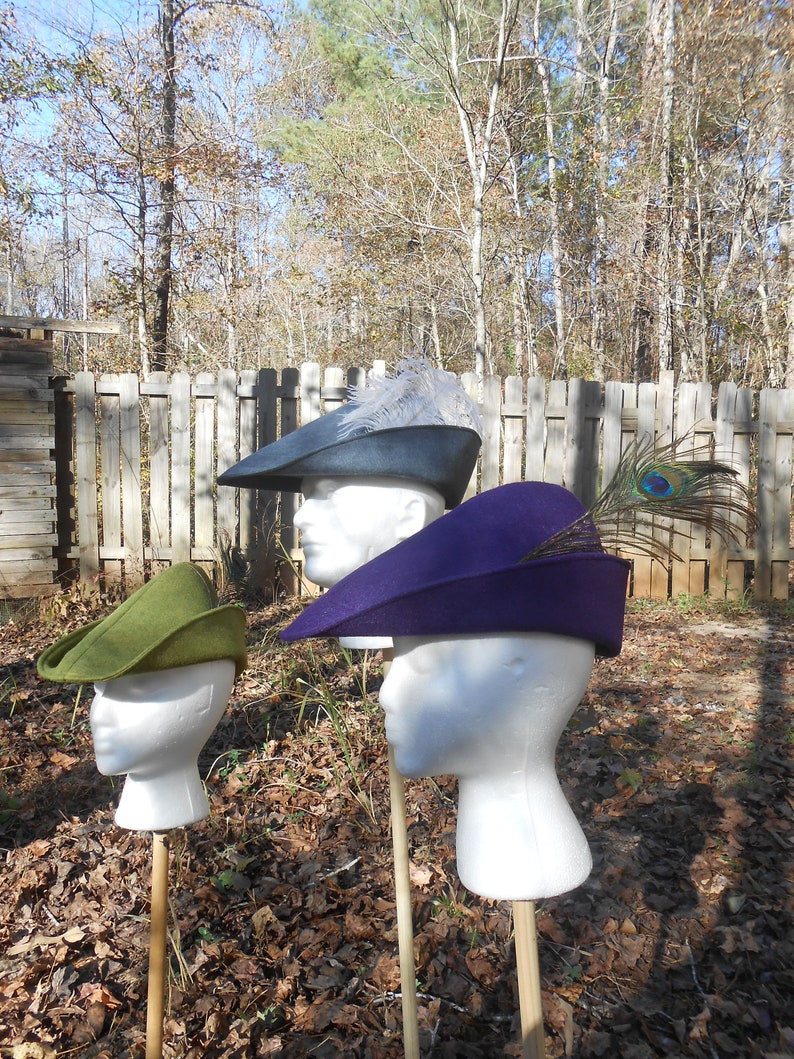 L012 Unisex Medieval Renaissance Bycoket Robin Hood Hat Made | Etsy