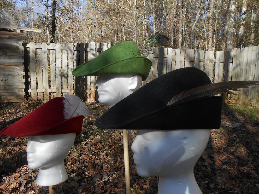 L012 Unisex Medieval Renaissance Bycoket Robin Hood Hat Made to Order ...
