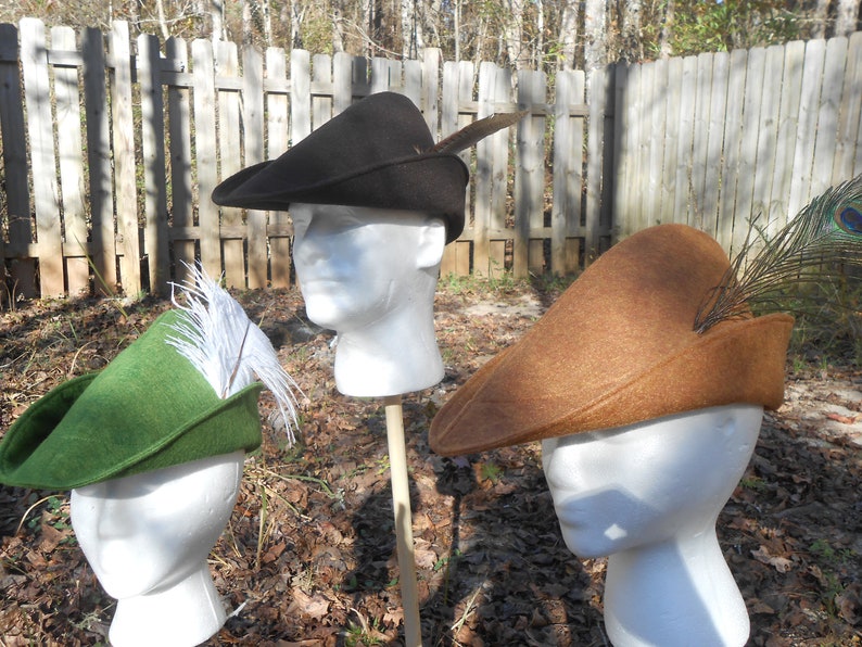 L012 Unisex Medieval Renaissance Bycoket Robin Hood Hat Made | Etsy