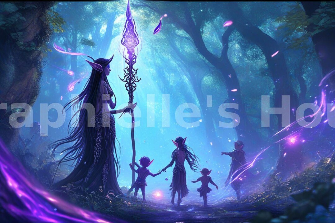 Fantasy Elven Digital Art Print – Mystical Forest Guardians (facebook ...
