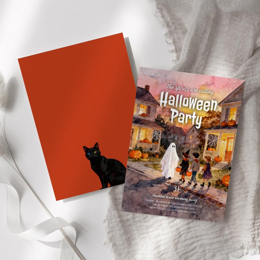 Trick or Treat Editable Halloween Party Invitation (5x7 Digital Evite ...