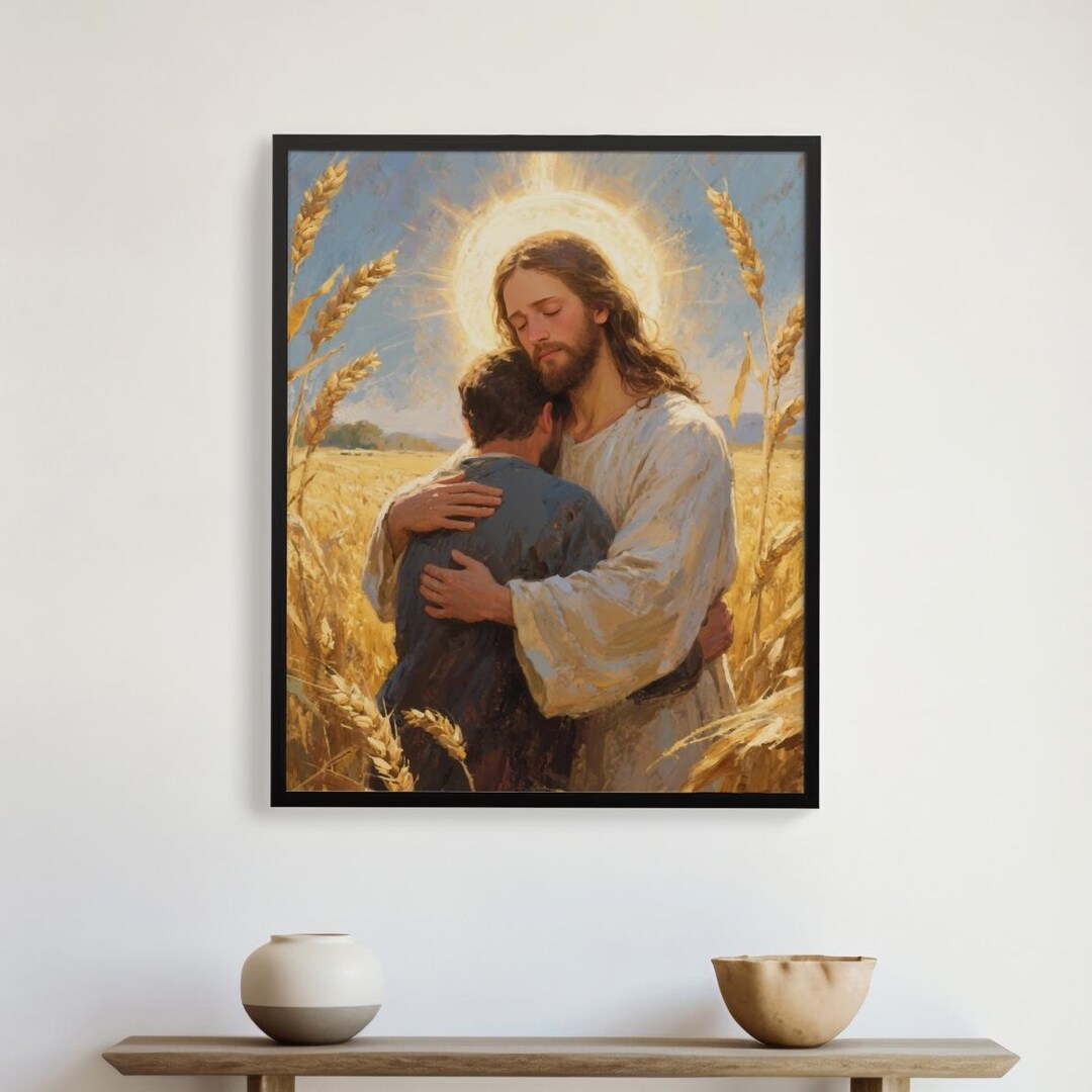 Christian Wall Art | Digital Art Wall : the Embrace of Compassion - Etsy