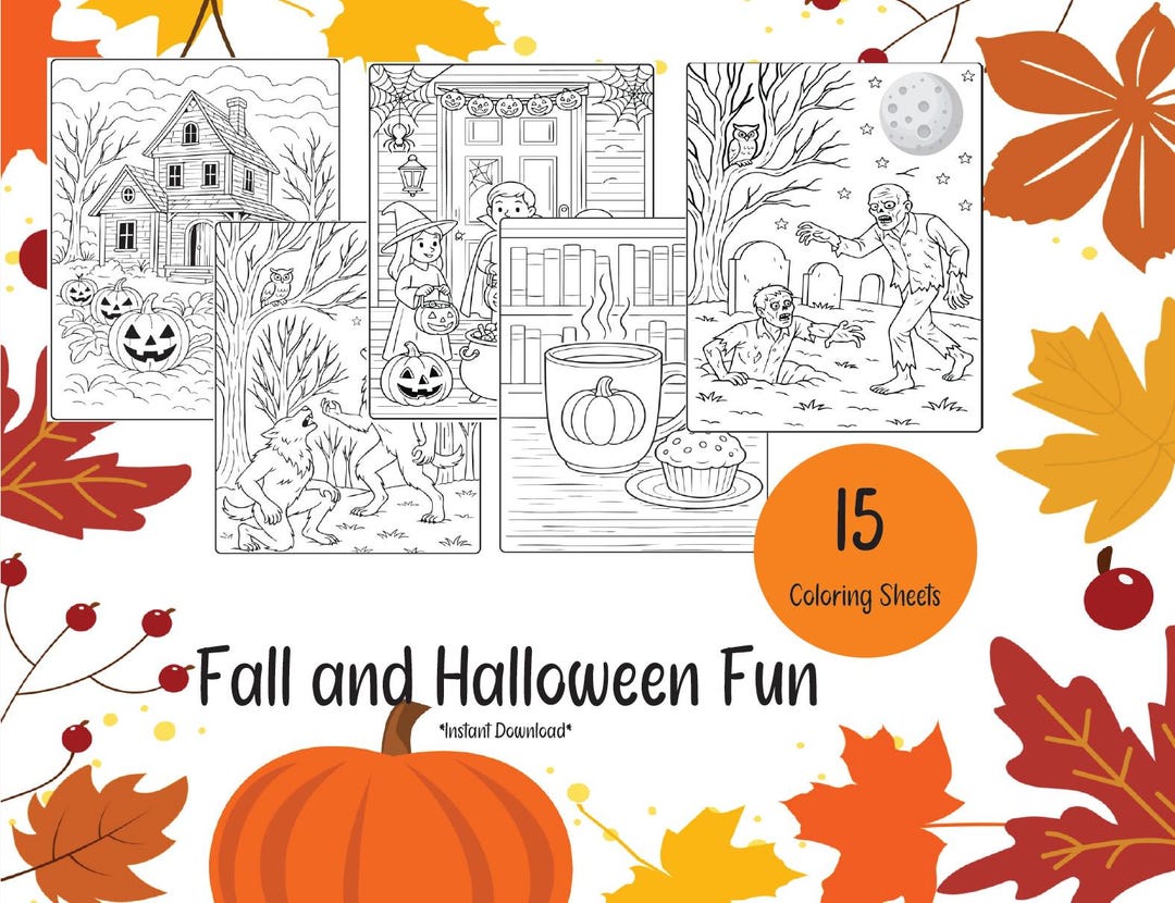 15 Halloween & Fall Coloring Pages | Printable Autumn Coloring Sheets ...