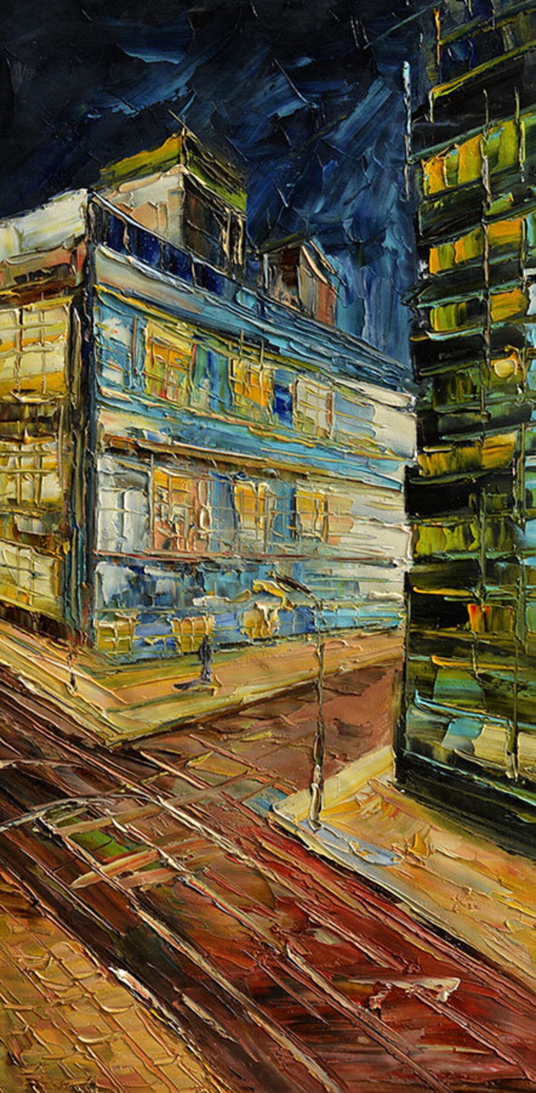 Midnight Painting ORIGINAL Oil Painting Palette Knife Impasto Textured ...