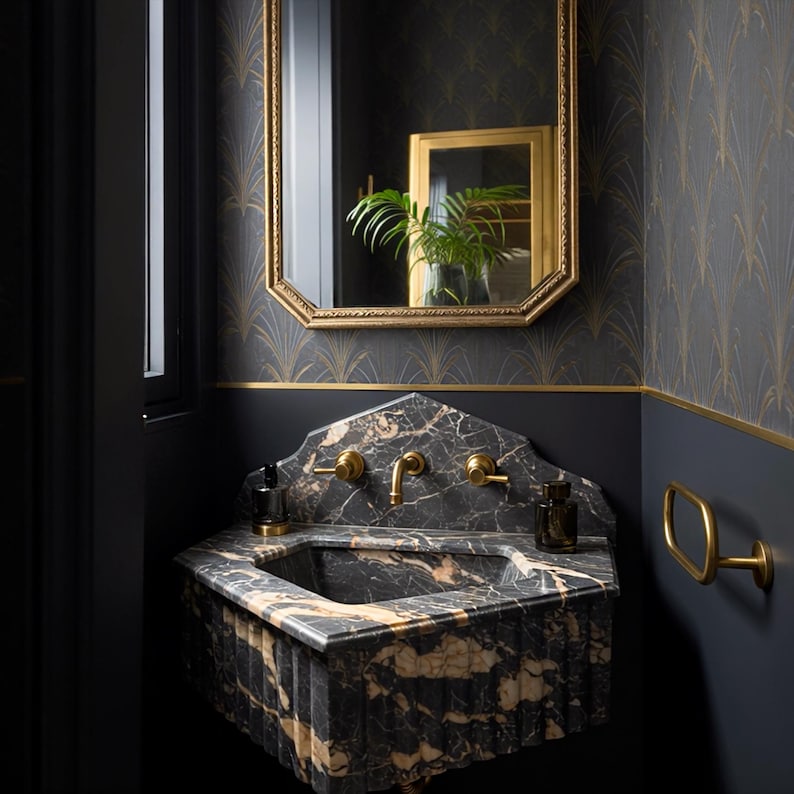 Picasso Marble Wall Mounted Sink - Unique Natural Stone Basin for ...