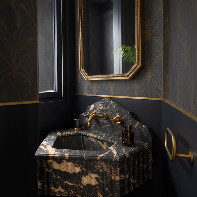 Picasso Marble Wall Mounted Sink - Unique Natural Stone Basin for ...