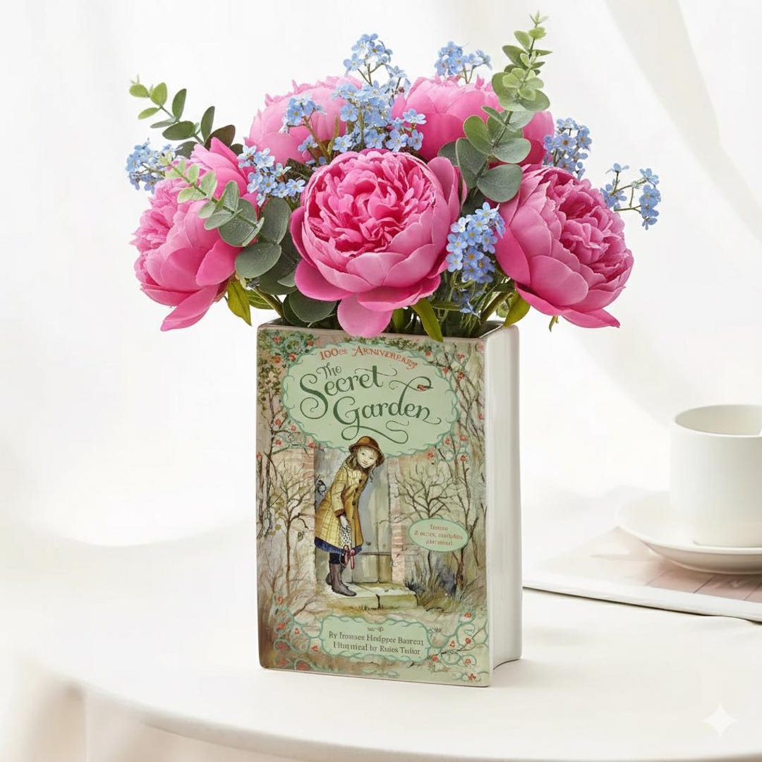 The Secret Garden Ceramic Book Vase, Literary Flower Vase, Book Lover ...