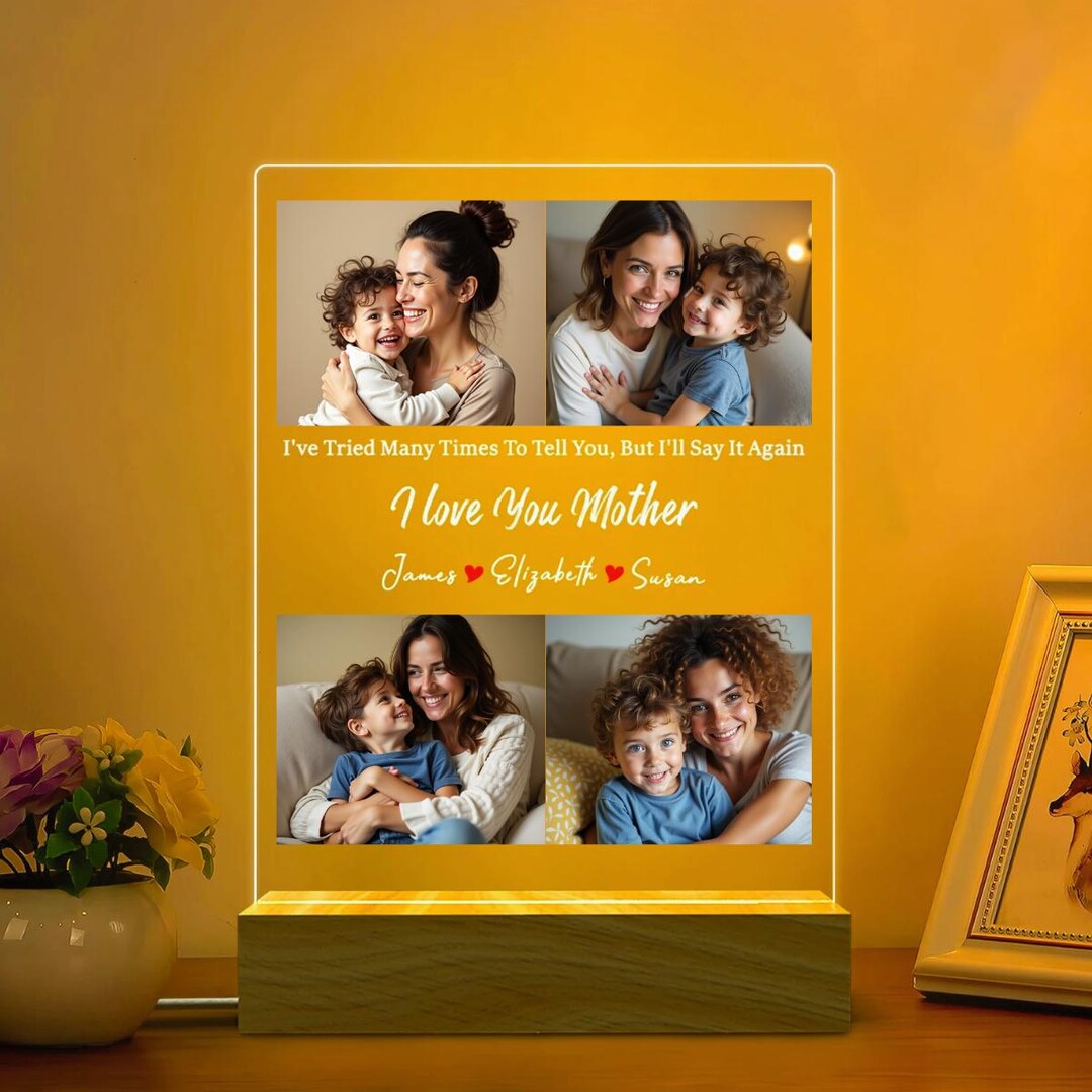 Personalized Mom Photo Night Light, Custom Mother's Day Gift, LED Lamp ...