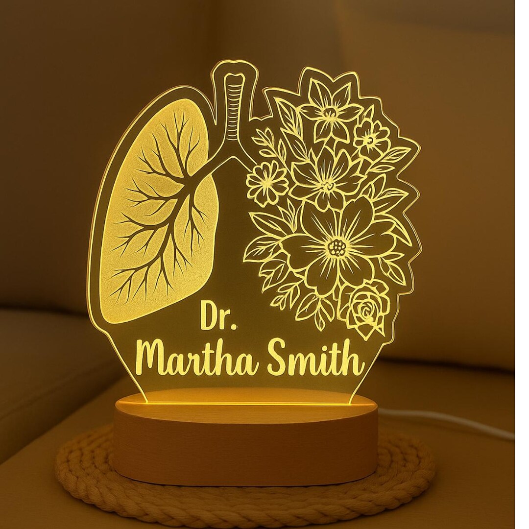 Personalized Floral Lungs Night Light, Custom Doctor Nurse Gift ...