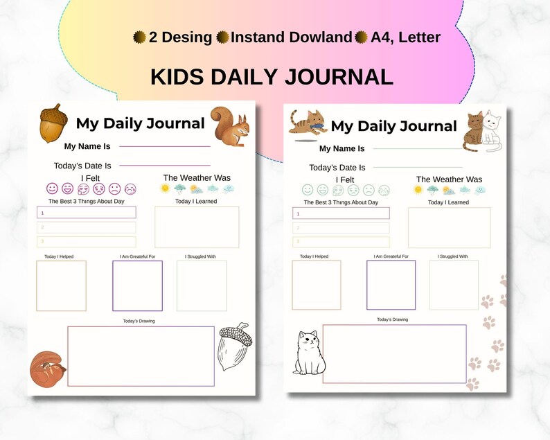 Kids Daily Journal – Printable PDF Planner for Kids – Daily Reflection ...