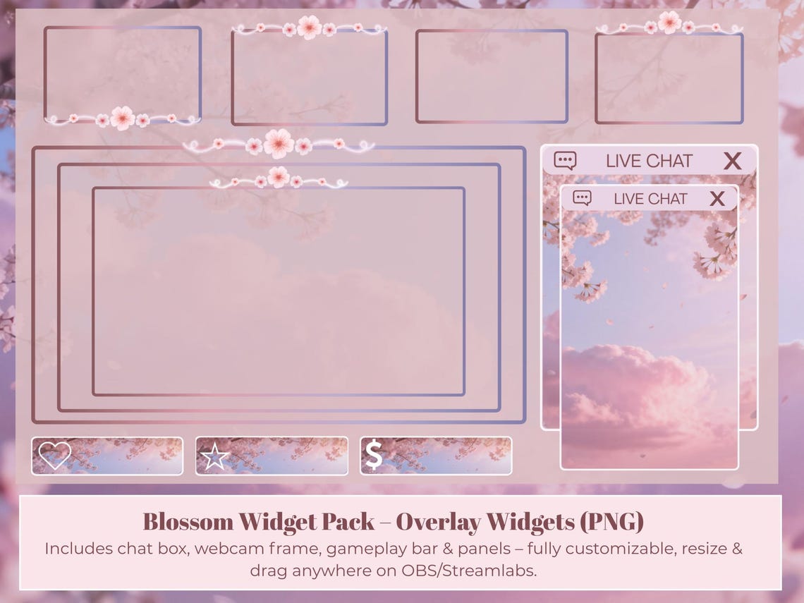 Blossom Drift — Animated Stream Overlay Pack | Twitch & OBS Overlays ...
