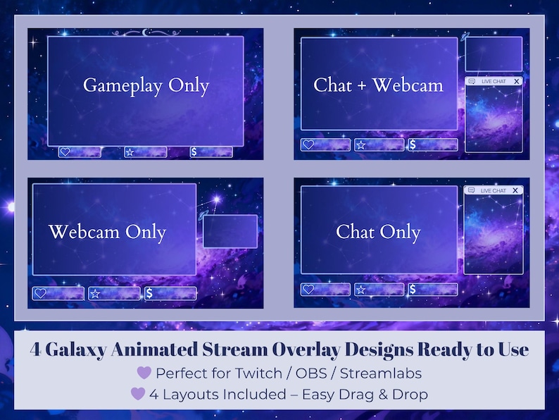 Galaxy Nebula — Animated Stream Overlay Pack | Twitch & OBS Overlays ...