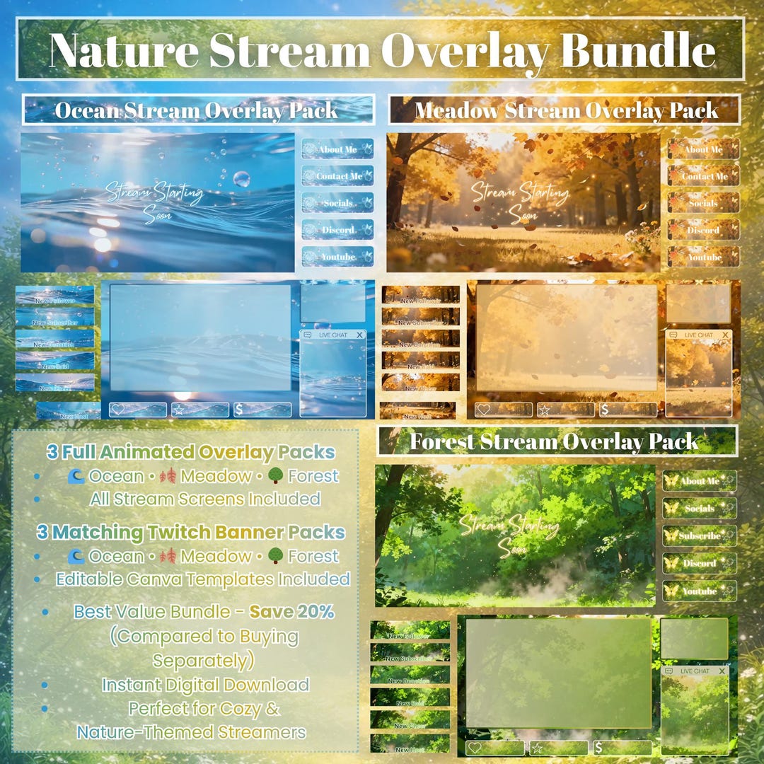 Nature Collection – Animated Twitch Overlay & Banner Bundle | OBS ...