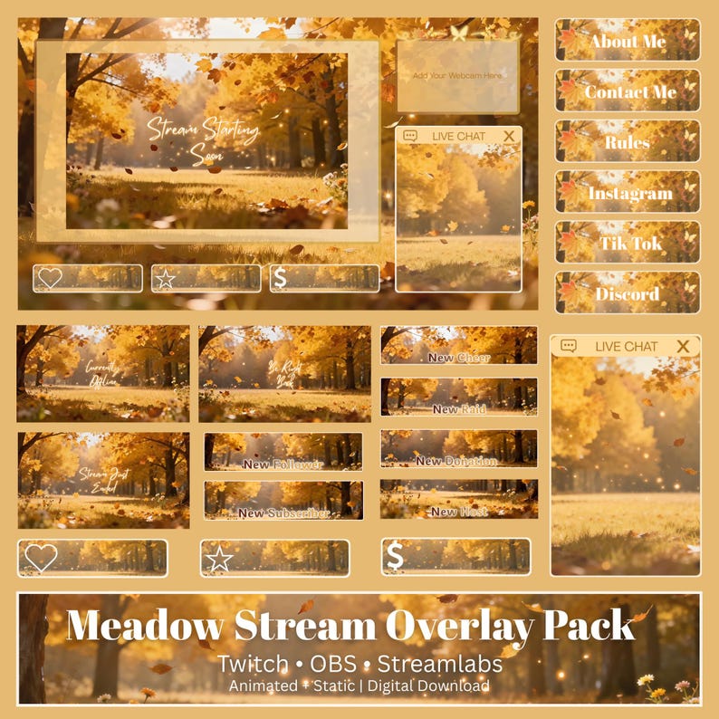 Meadow Glow — Animated Stream Overlay Pack | Twitch & OBS Overlays ...