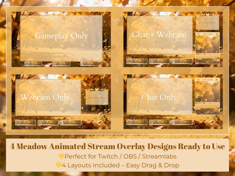 Meadow Glow — Animated Stream Overlay Pack | Twitch & OBS Overlays ...