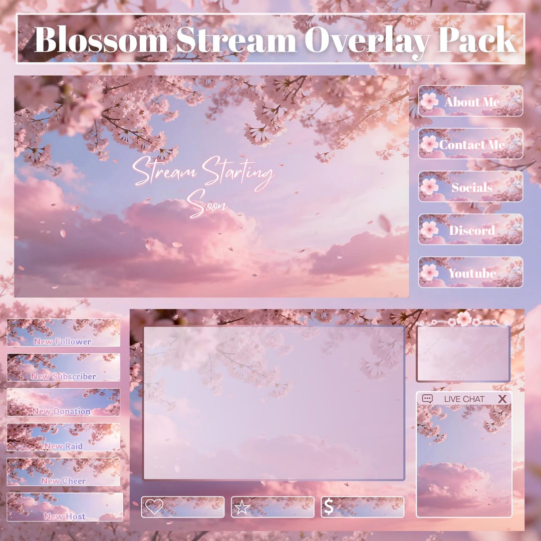 Blossom Drift — Animated Stream Overlay Pack | Twitch & OBS Overlays ...