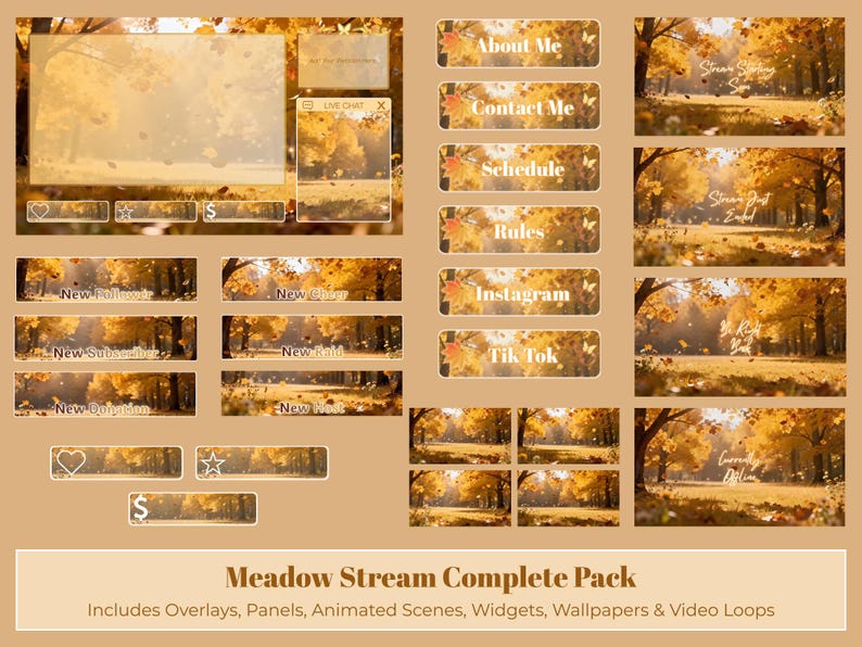 Meadow Glow — Animated Stream Overlay Pack | Twitch & OBS Overlays ...